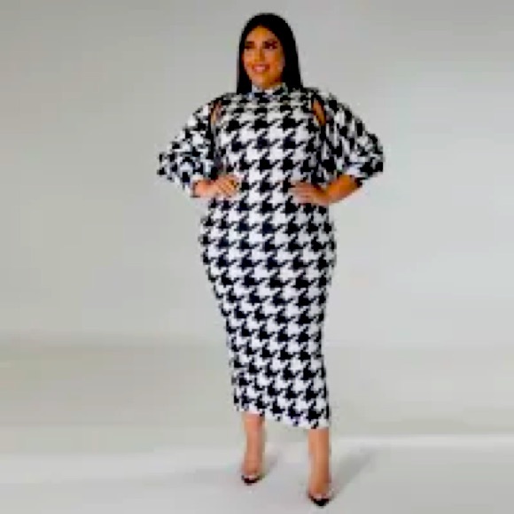 Topsy Curvy | Dresses | Plus Size Houndstooth Print Twopiece Dress Set ...